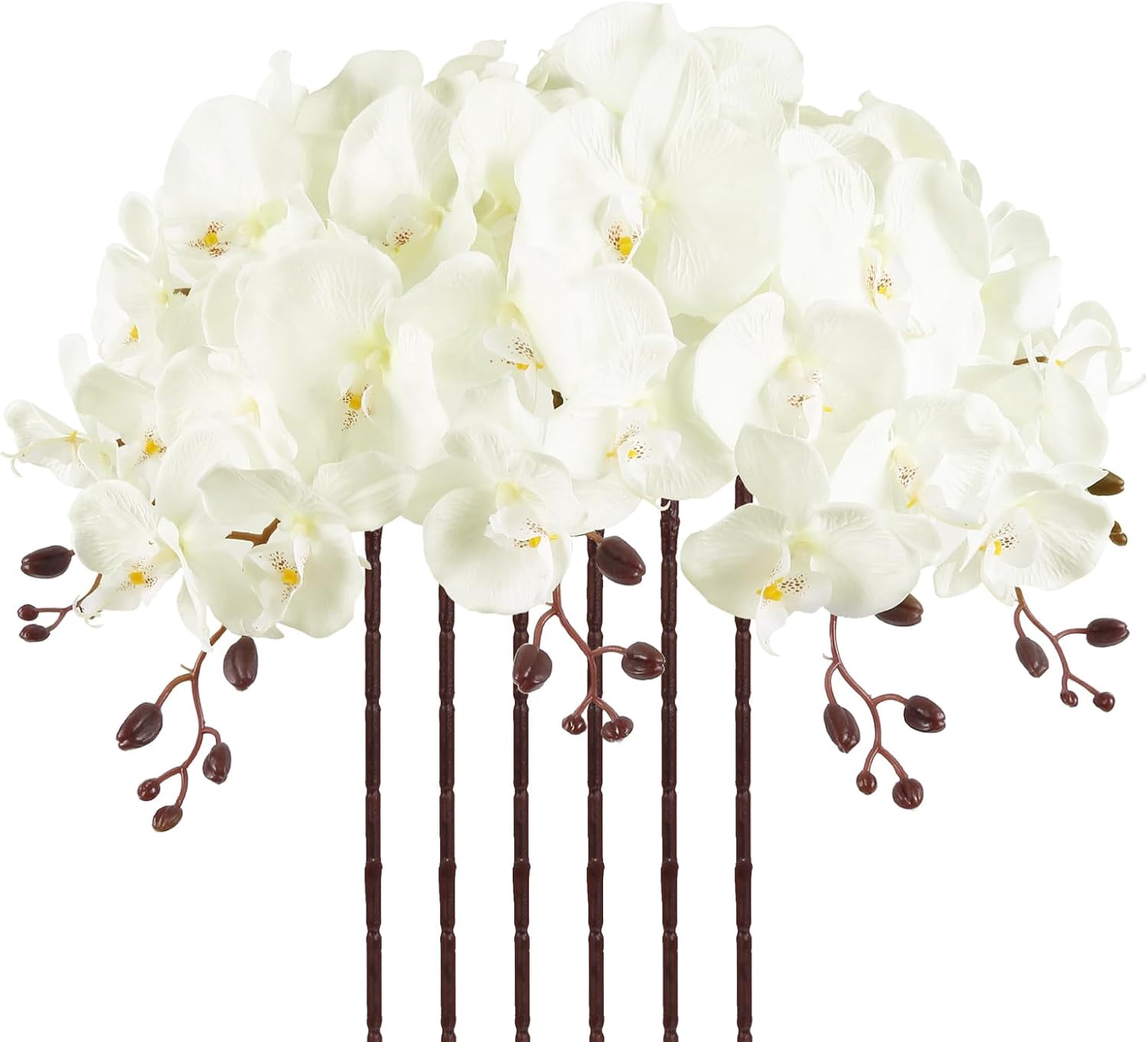 38 Inch 6 PCS Orchids Artificial Flowers Pink Fake Orchids Velvet Silk ...