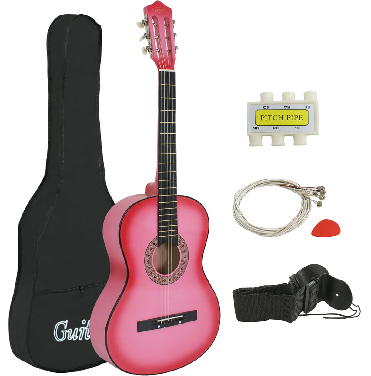 38 Inch Acoustic Guitar for Beginners, Full Size 6-String Starter Kit ...