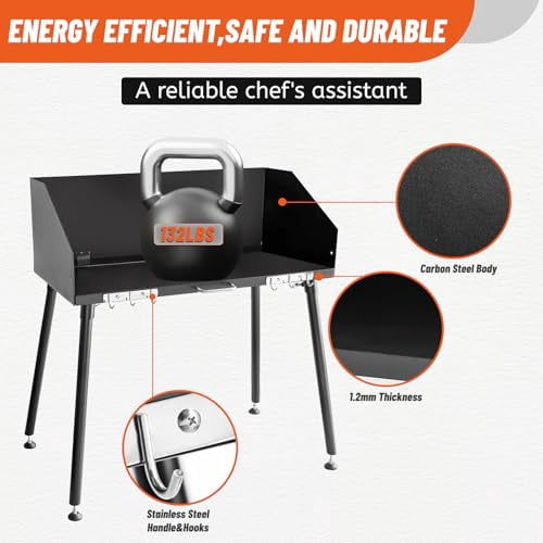 38 Inch Outdoor Camp Cooking Table, with Foldable Three-Sided ...