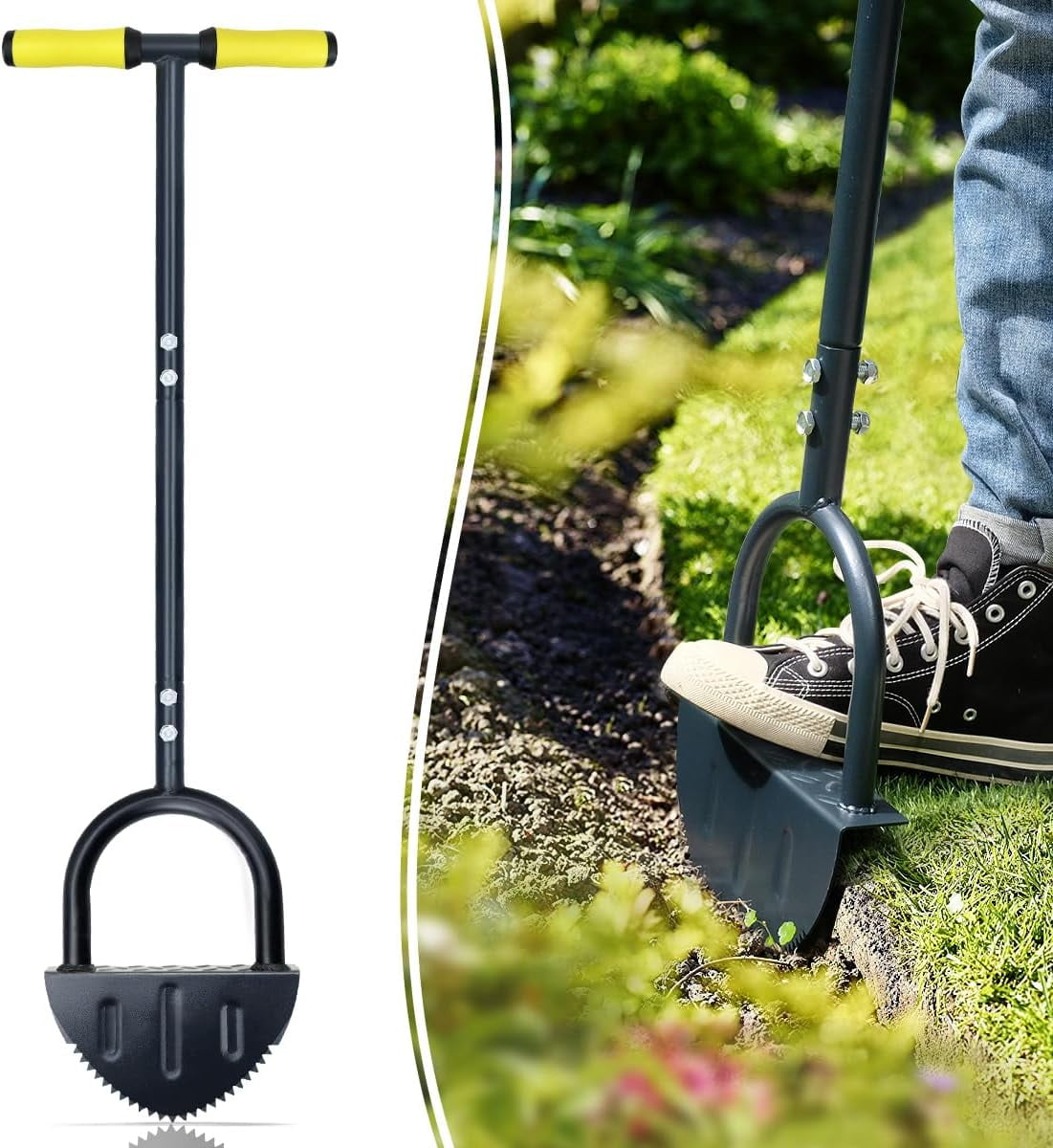 38-Inch Saw-Tooth Lawn Edger - Half Moon Design with T-Grip - Long ...
