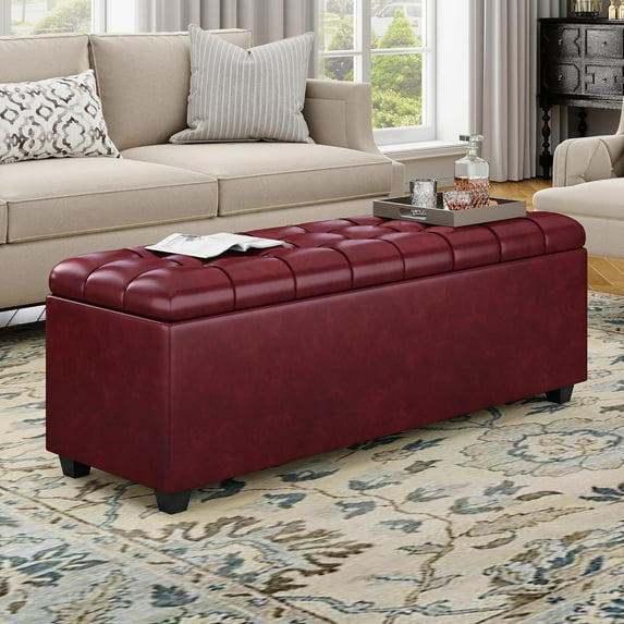38 Inches long Wine red Ottoman Bench with Storage, footstool Furniture ...