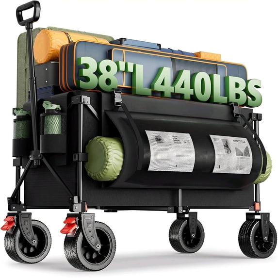 38" L Collapsible Foldable Extended Wagon,440lbs Weight Capacity with ...