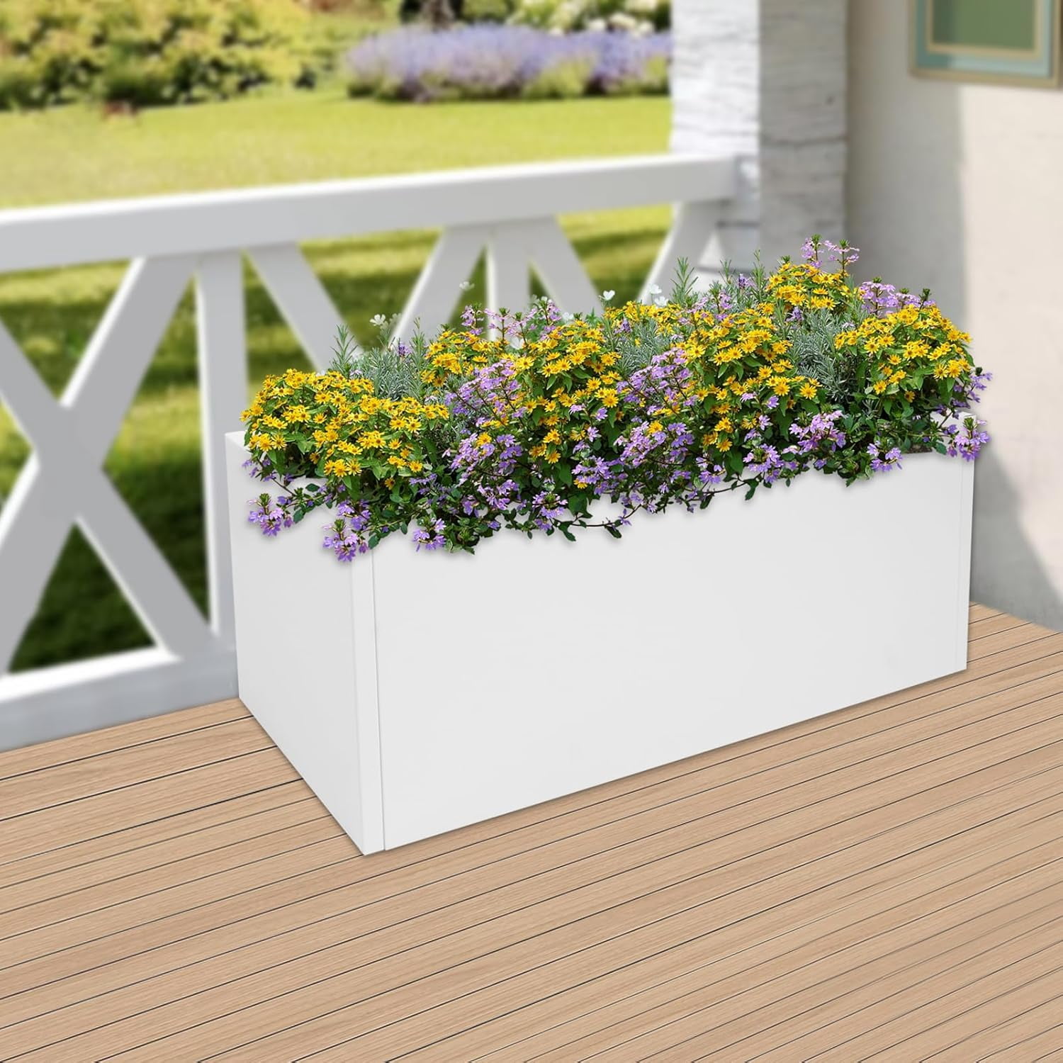 38" L x 15" W x 15" H Metal Rectangular Planter Box, Heavy Long ...