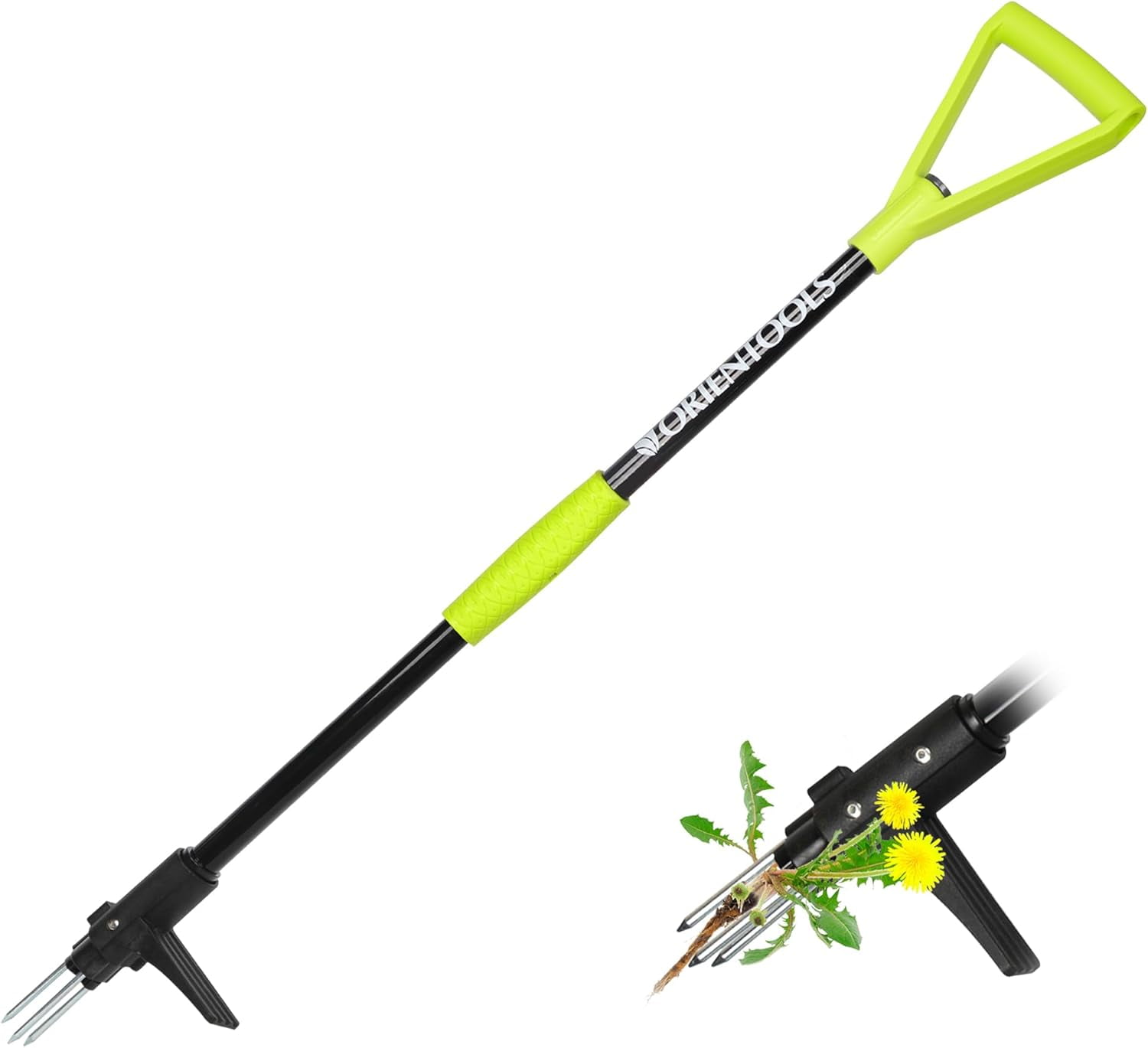 38" Long Handle Weed Puller Stand Up Weeder Hand Tool with 3 Claws for ...