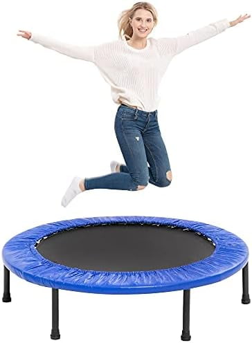 38" Mini Trampoline, 4-Way Folding Trampolines with Safety Pad, Fitness ...