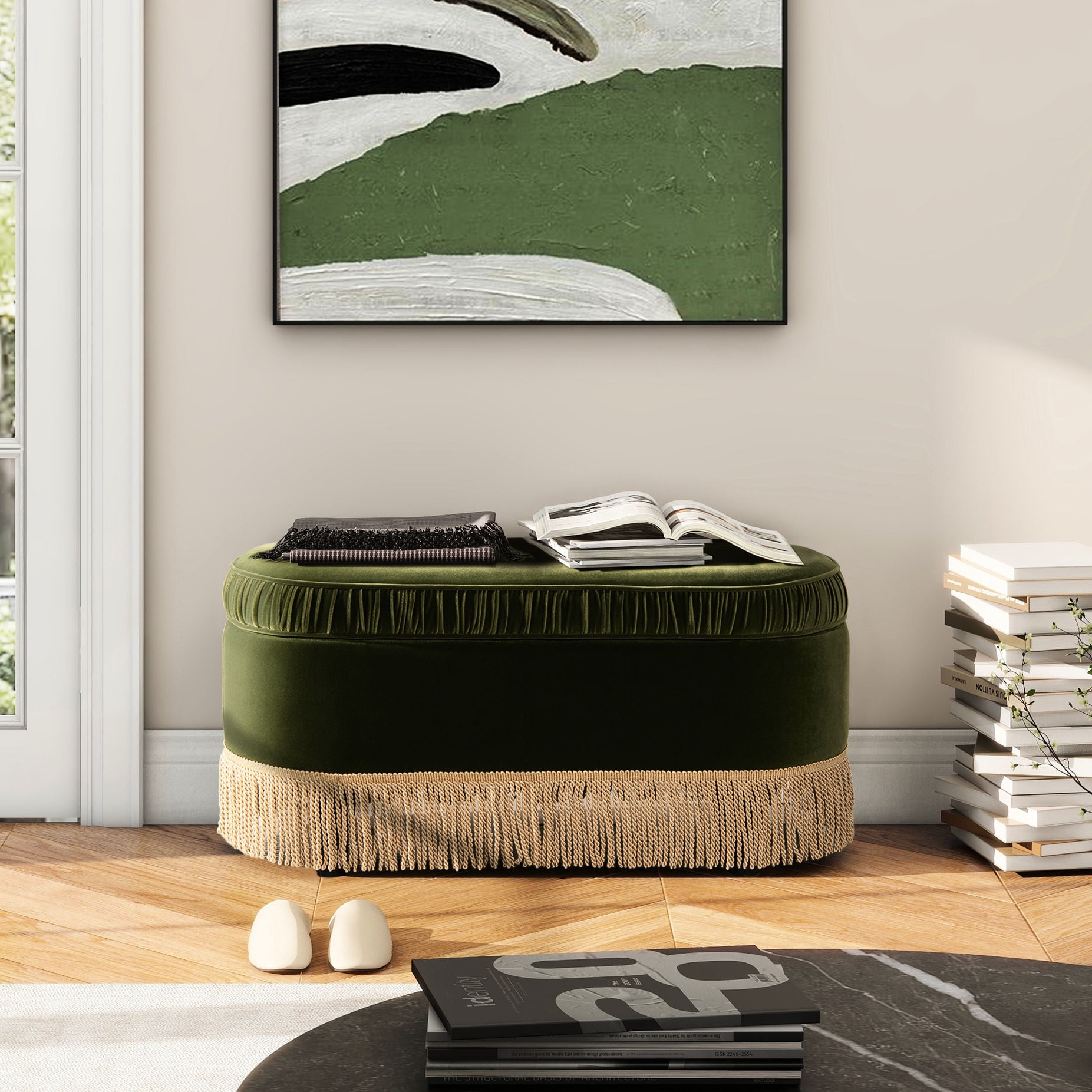 38" Oval Storage Bench | Flip-Top Seat for Easy Blanket Storage in Home ...