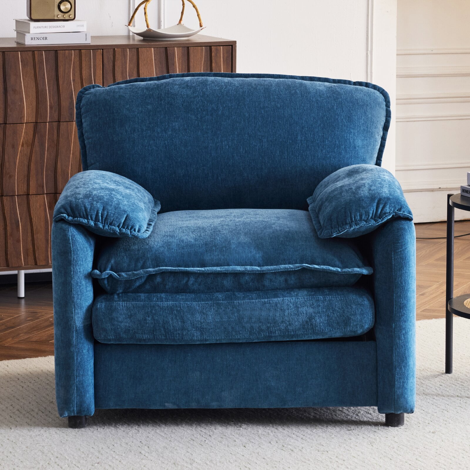 38" Oversized Chenille Lounge Chair, Plush Reading Armchair with Thick ...