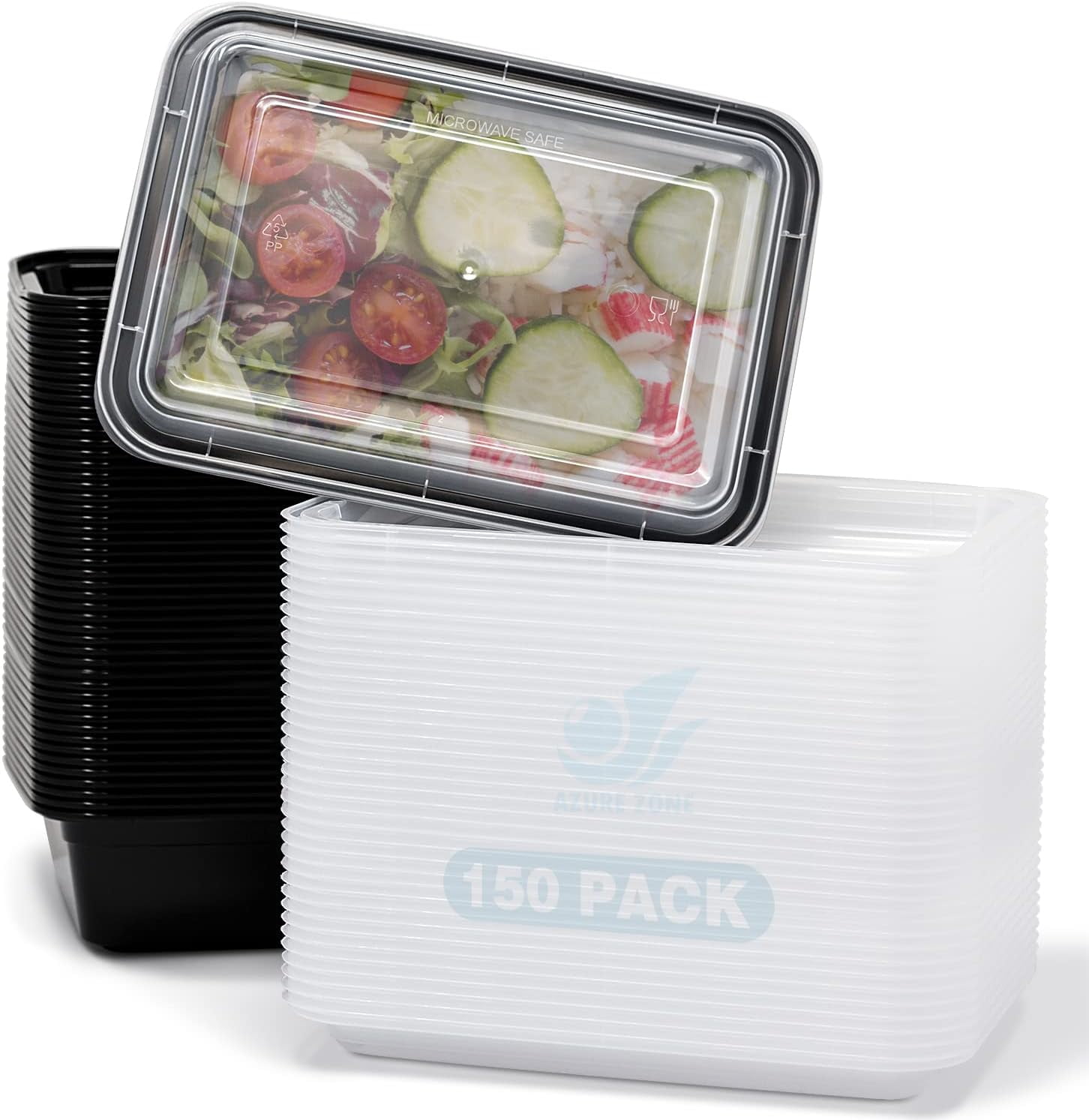 , 38 Oz, 150-Pack Rectangular Meal Prep Food Container with Lid - One ...