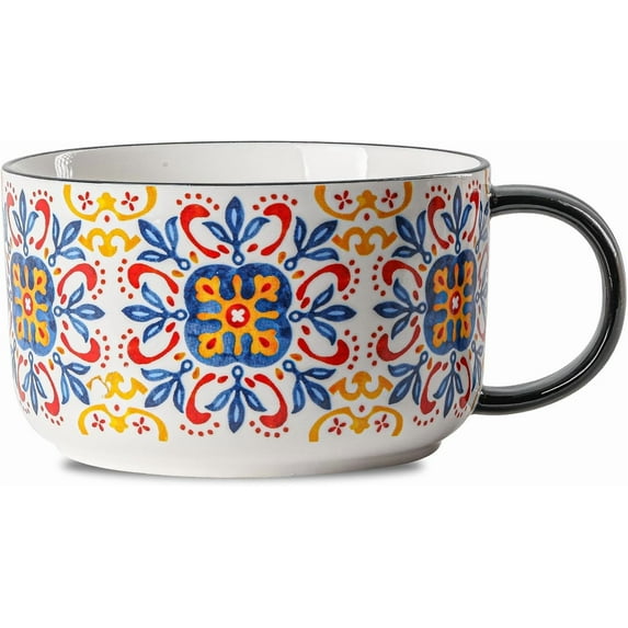 38 Oz, Pattern C, Ceramic Soup Bowl featuring Handle: Oversized ...