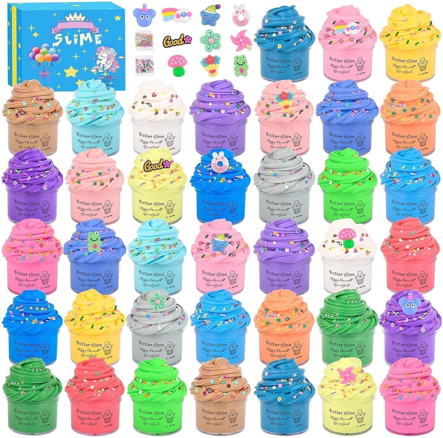 38 Pack Butter Slime Kit, Mini Valentine Slime Party Favors for Girls ...