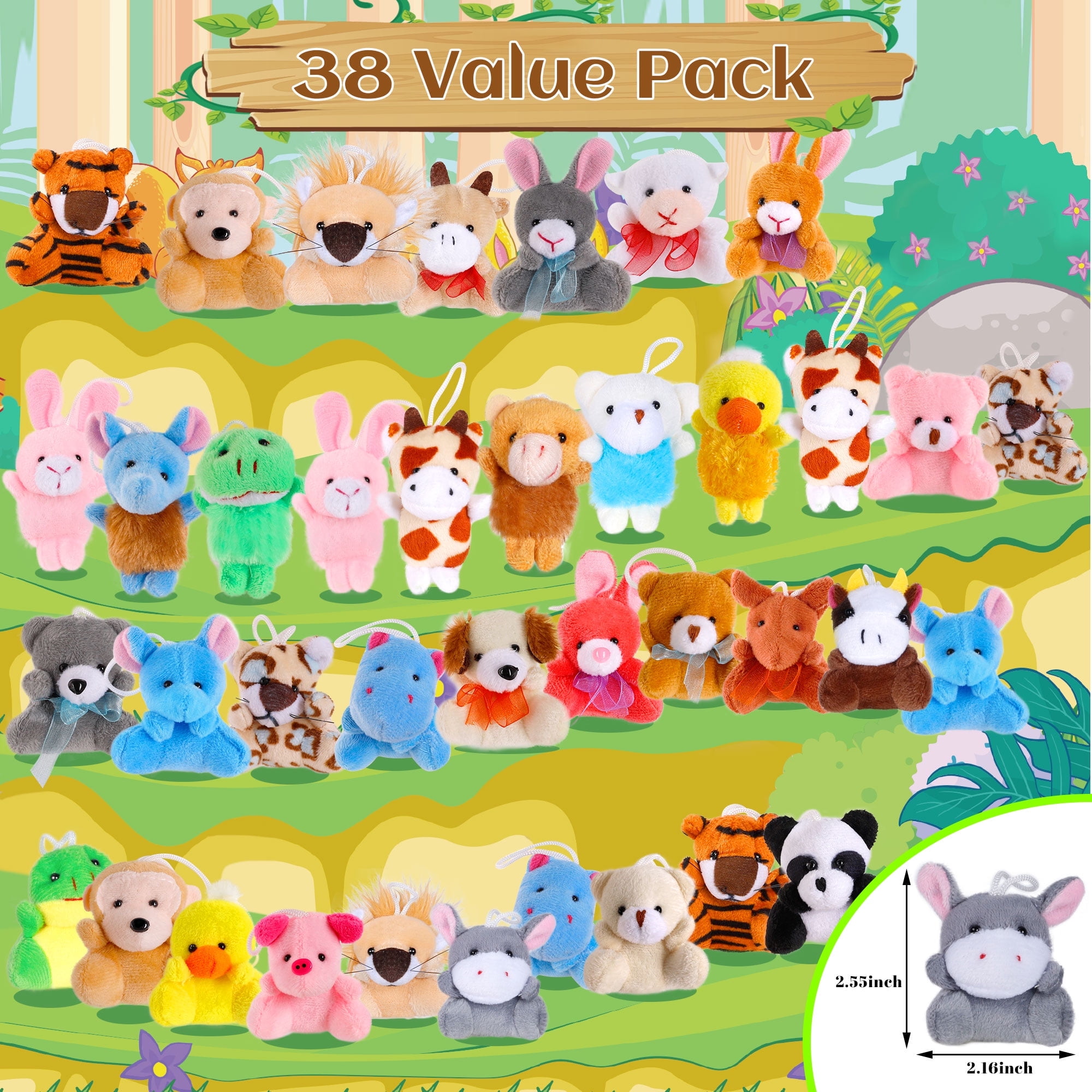 38 Pack Mini Stuffed Animals, Small Stuffed Animals Bulk, Plush Bulk ...