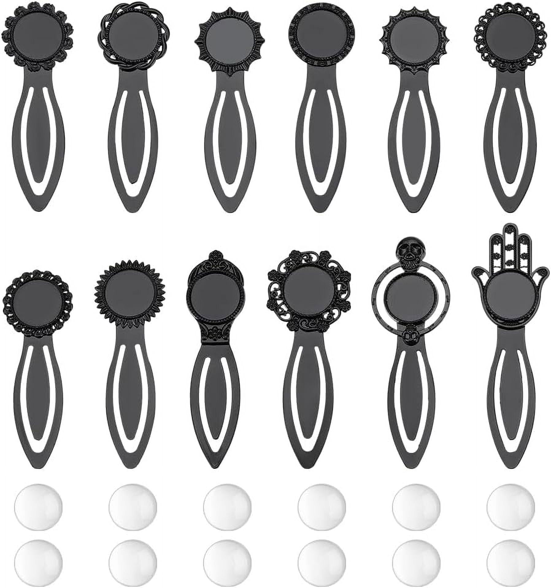 38 Pcs Bookmark Pendant Tray Kit Including 12 Pcs Retro Style Black ...