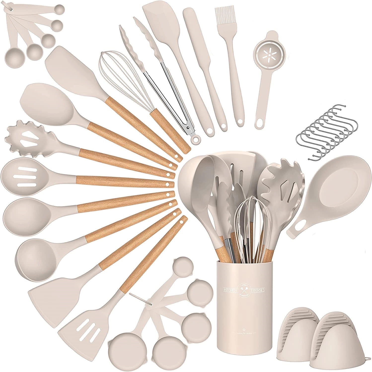 Lanthour 38 Pcs Silicone Cooking Utensil Set, 446Â°F Heat-Resistant ...