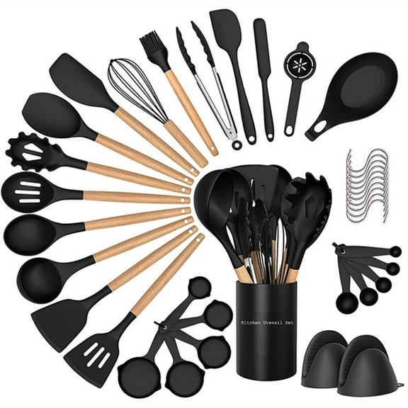 1Pcs Silicone Spatula Wide Mouth Shovel Beef Non-Stick Wooden Handle ...