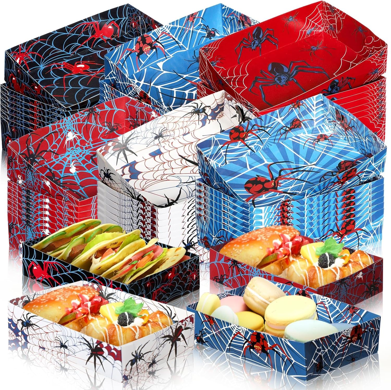 38 Pcs Spider Birthday Decoration Spider Party Paper Snack Trays ...