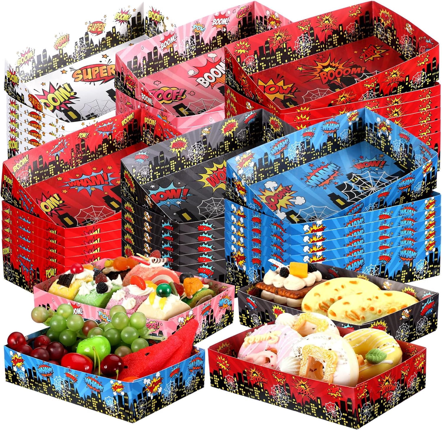 38 Pcs Spider Birthday Decoration Spider Party Paper Snack Trays ...
