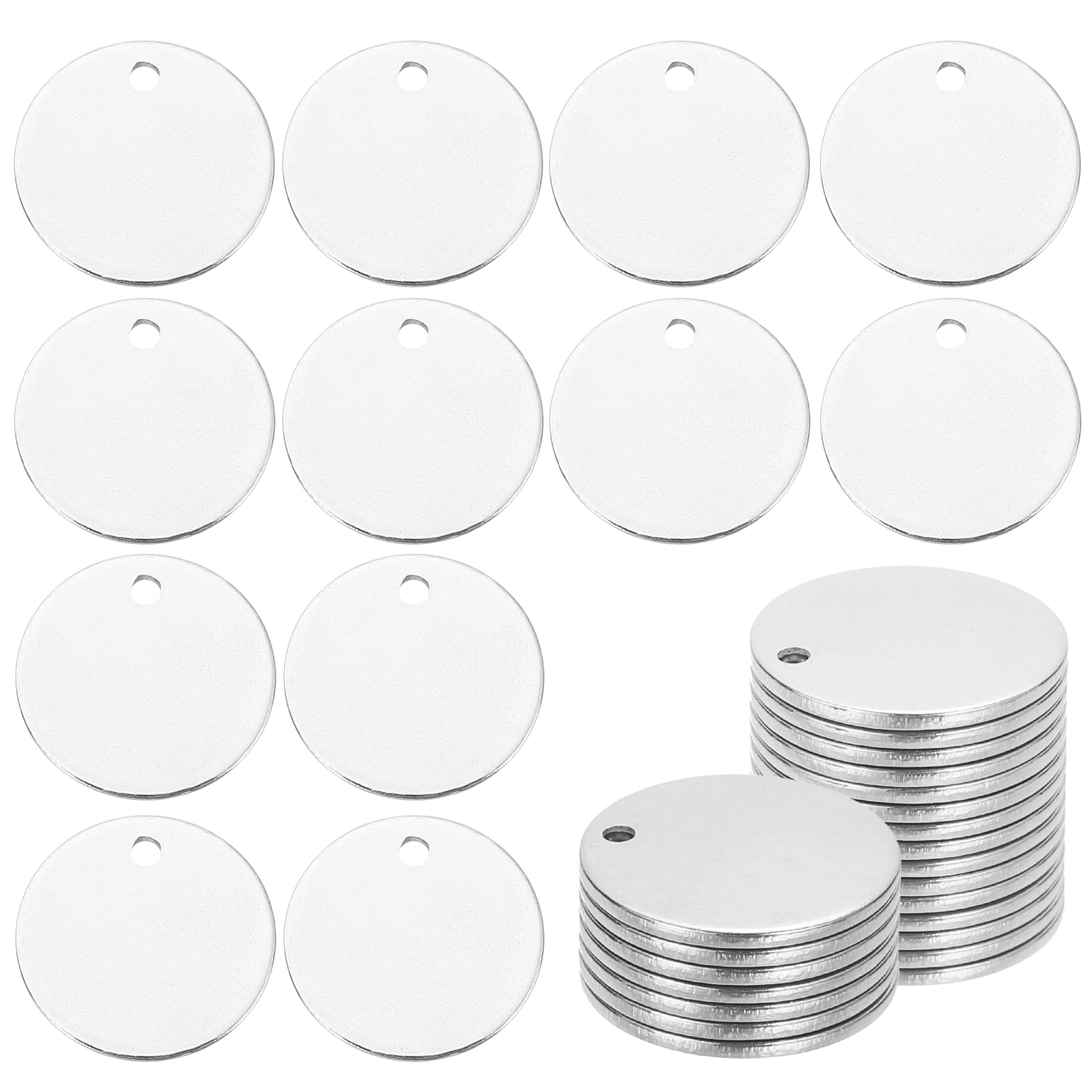 38 Pcs Stainless Steel Flat Round Blank Stamping Tags, 8mm Disc Metal ...