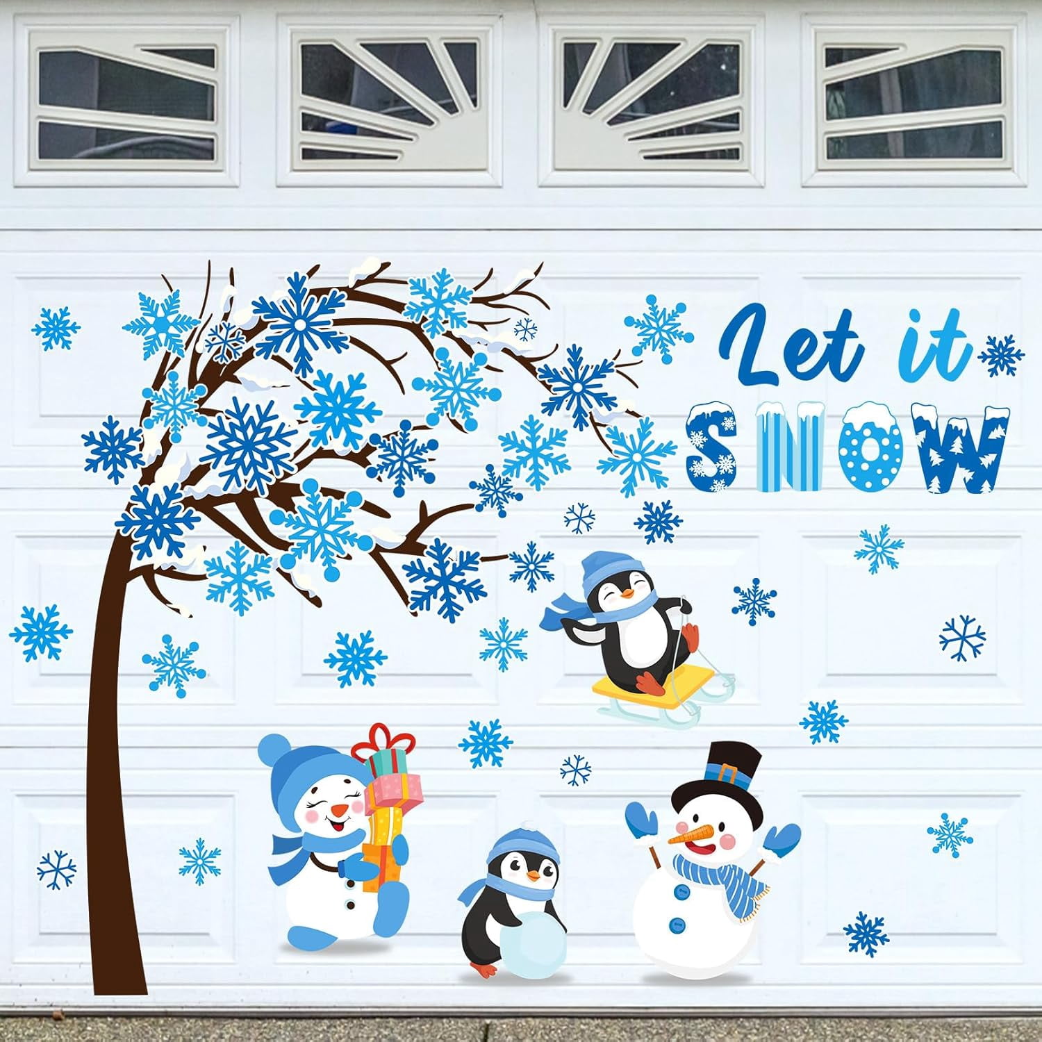 38 Pcs Winter Garage Magnets Decoration Christmas Blue Snowman Penguin ...