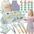 38-Piece Kids Baking Kit, Sage Green, Food Grade Silicone Kitchen Tools ...