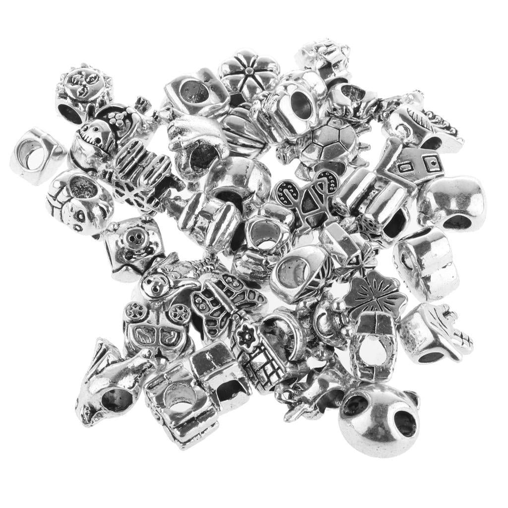 38 Pieces Mixed Shaped Alloy Large Hole Spacer Loose Bead Findings for ...