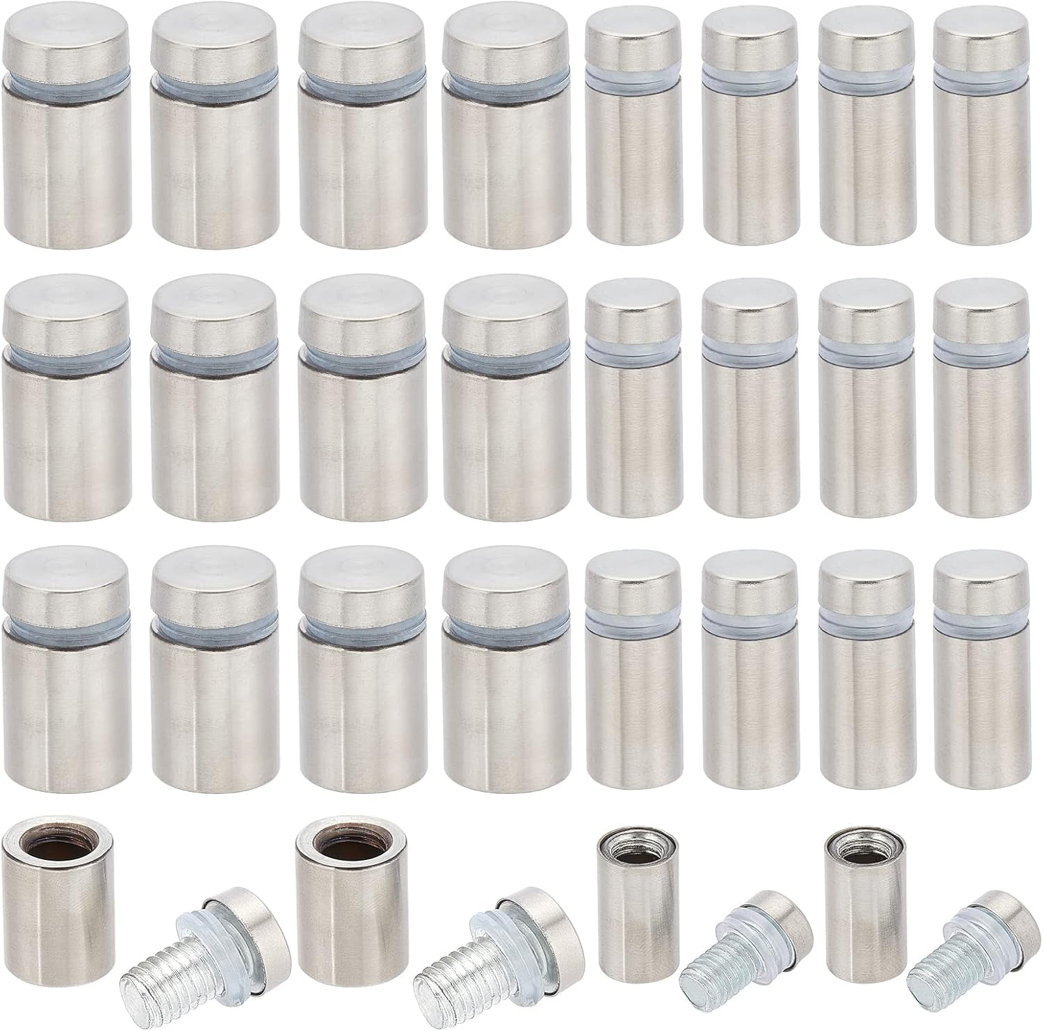 38 Sets 2 Sizes Stainless Steel Wall Mount Glass Standoff Holder Screw ...