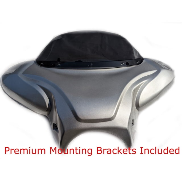 38" Silver Universal Motorcycle Cruiser Batwing Fairing with Premium ...