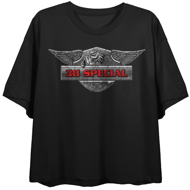 38 Special Band Logo Crew Neck Short Sleeve Women's Black Crop Top-XS ...
