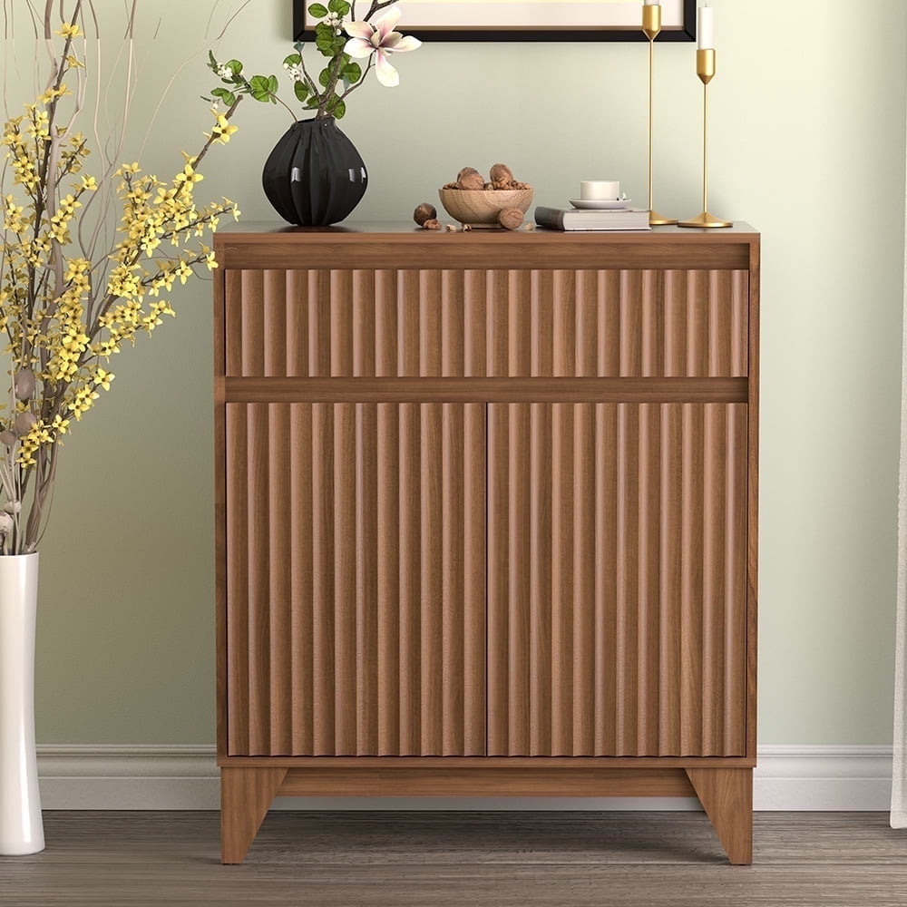 38" Tall Accent Cabinet With 2 - Door & 1 - Drawer, Waveform Fluted ...