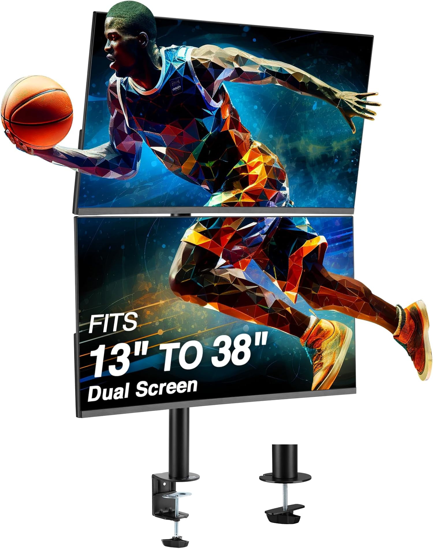 38" Vertical Ultrawide Mount Stand Two Stacked 26.5 lbs Screens Heavy ...