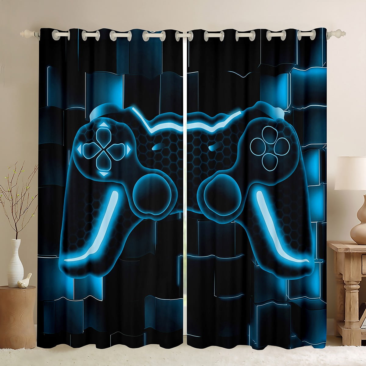 38"Wx54"L 30%-50% Blackout Curtains Gaming Curtains & Drapes Game Gamer ...
