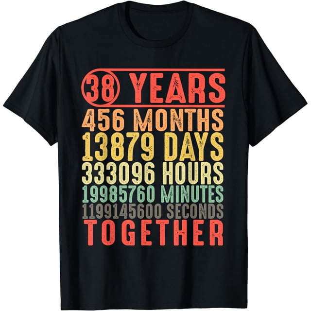 38 Year 38th Wedding Anniversary for Her Him Couple T-Shirt - Walmart.com