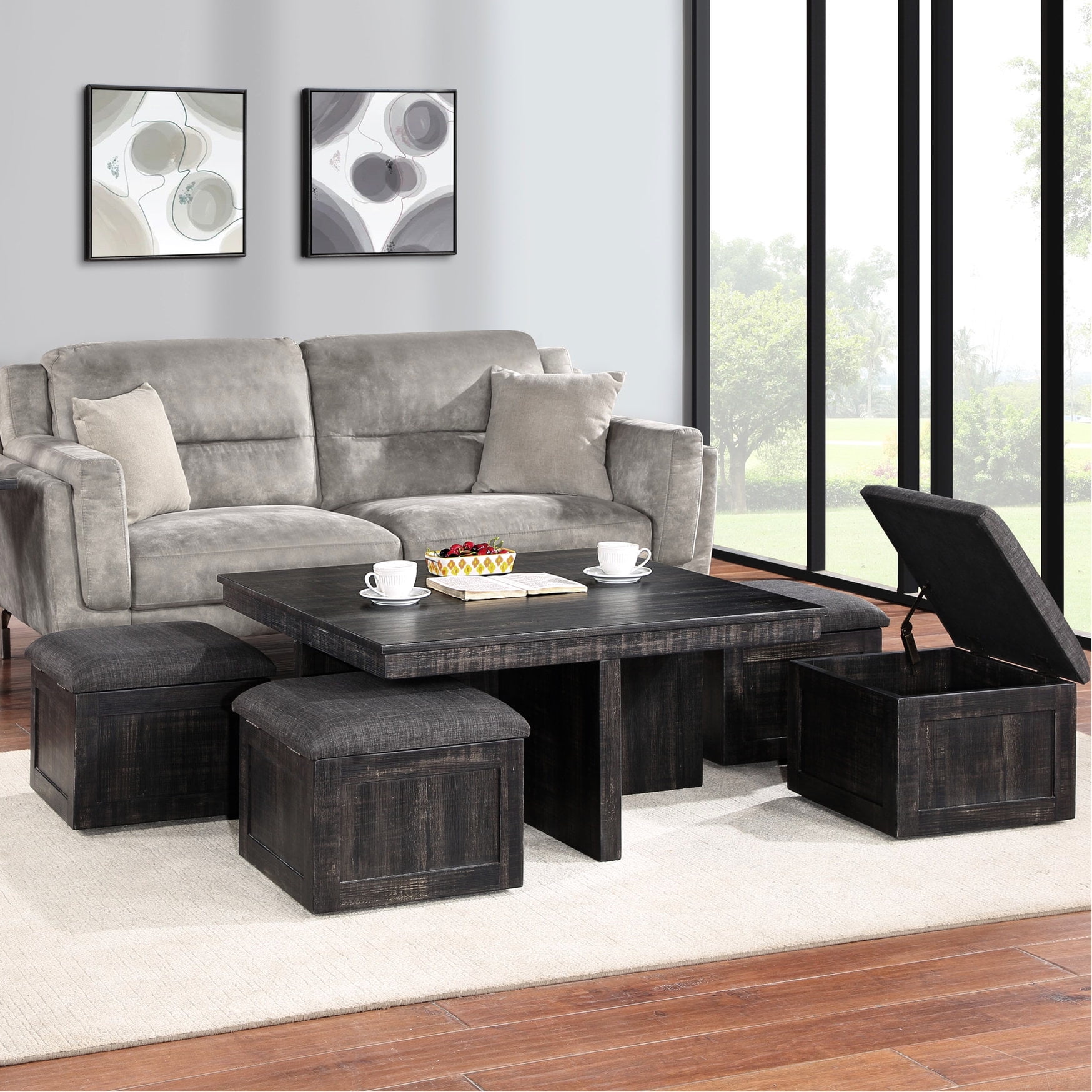 38" in Dimensions - Coffee Table with Wheels on Stools - Studio ...