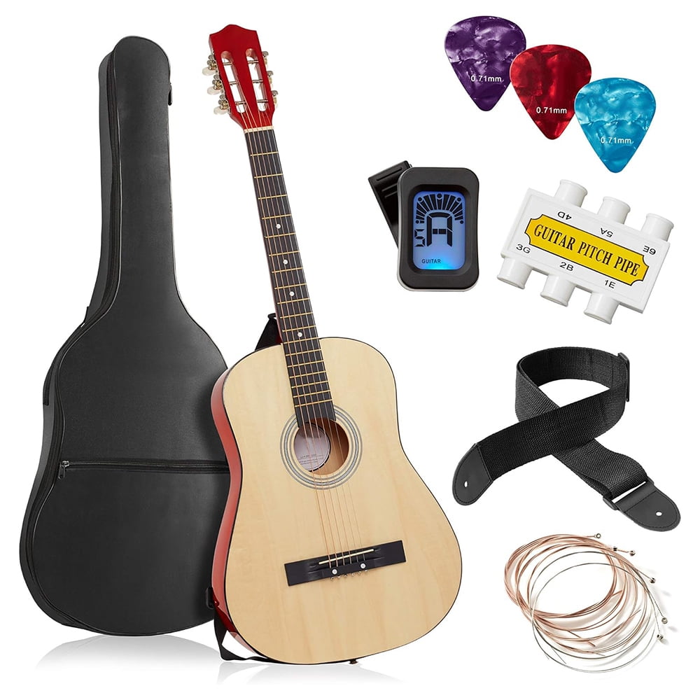 38-inch Beginner Acoustic Guitar Package, Basic Starter Kit w/Gig Bag ...