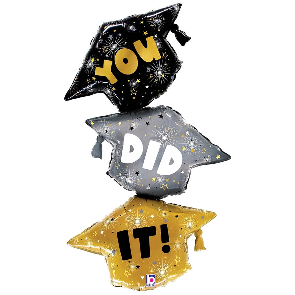 38 inch Grad Cap Trio Betallic Foil Mylar Balloon - Party Supplies ...
