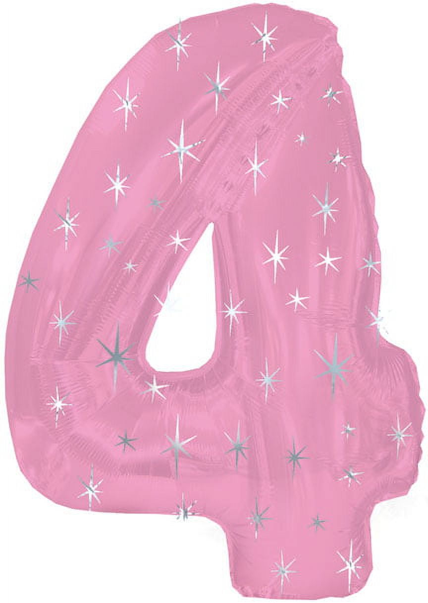 38 inch Number 4 - Pink Sparkle CTI Foil Mylar Balloon - Party Supplies ...
