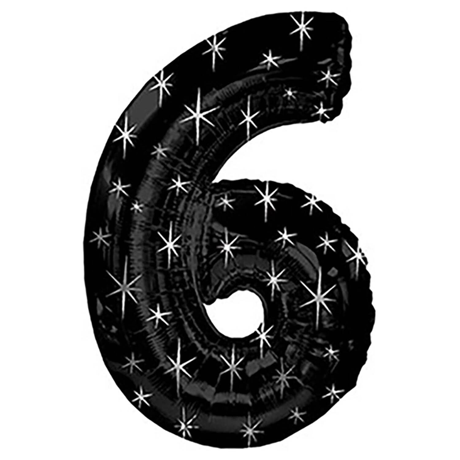 38 inch Number 6 - Black Sparkle Foil Mylar Balloon - Party Supplies ...
