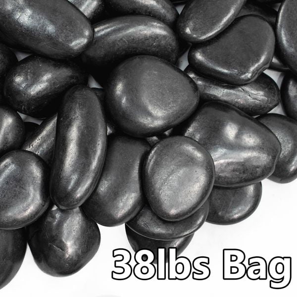 38 lbs Black Polished River Rocks 2-3 Inch, Decorative Pebbles for ...
