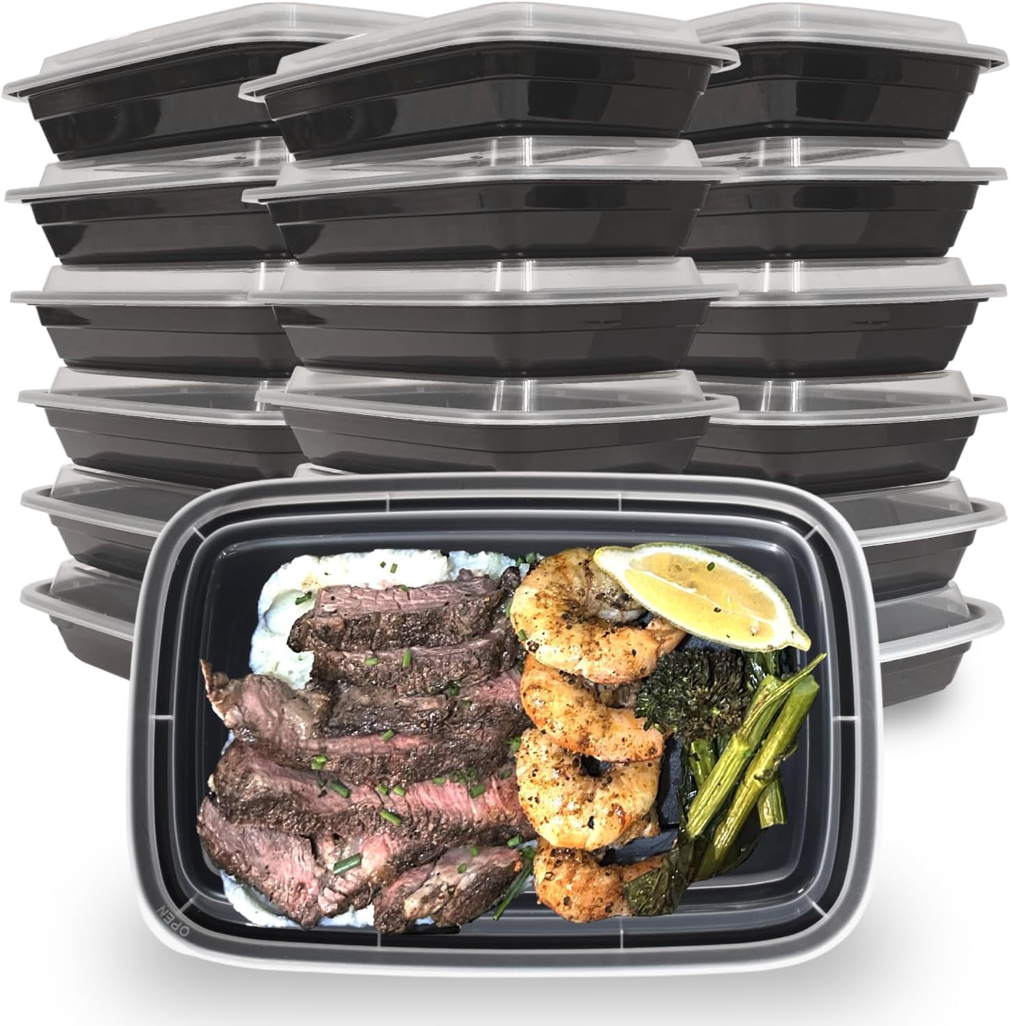 38 oz 50 Pack Meal Prep Containers BPA Free Leakproof Stackable Food ...