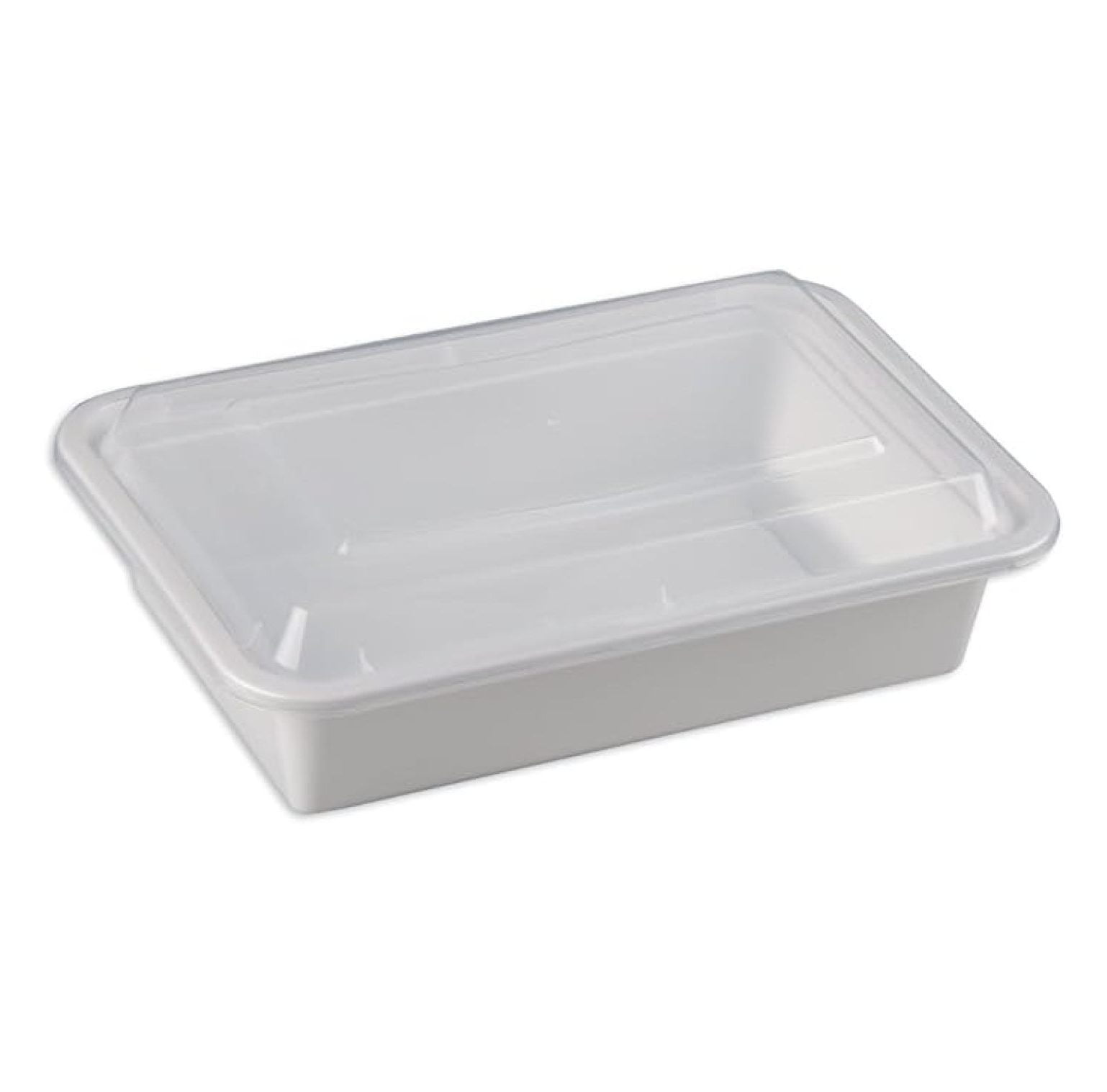 38 oz. White Rectangular Microwavable Container with Clear Lid, Lunch ...