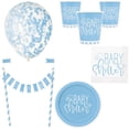 38 pc Blue Heart Baby Shower Decorating & Tableware Set for 8 Guests ...