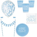 38 pc Blue Heart Baby Shower Decorating & Tableware Set for 8 Guests ...