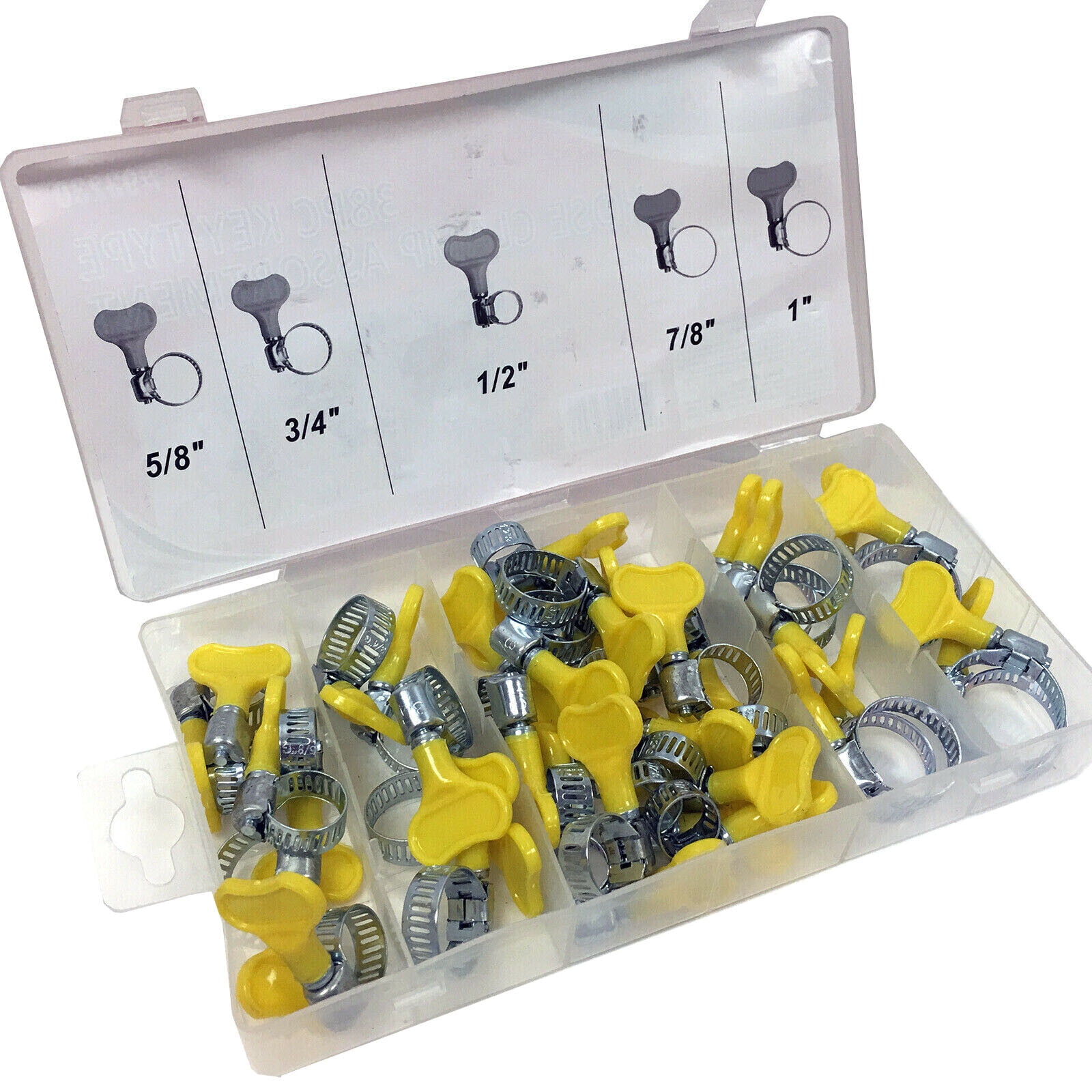38 pc Key Type Hose Clamp Assortment Set Worm Gear Pipe Twist ...