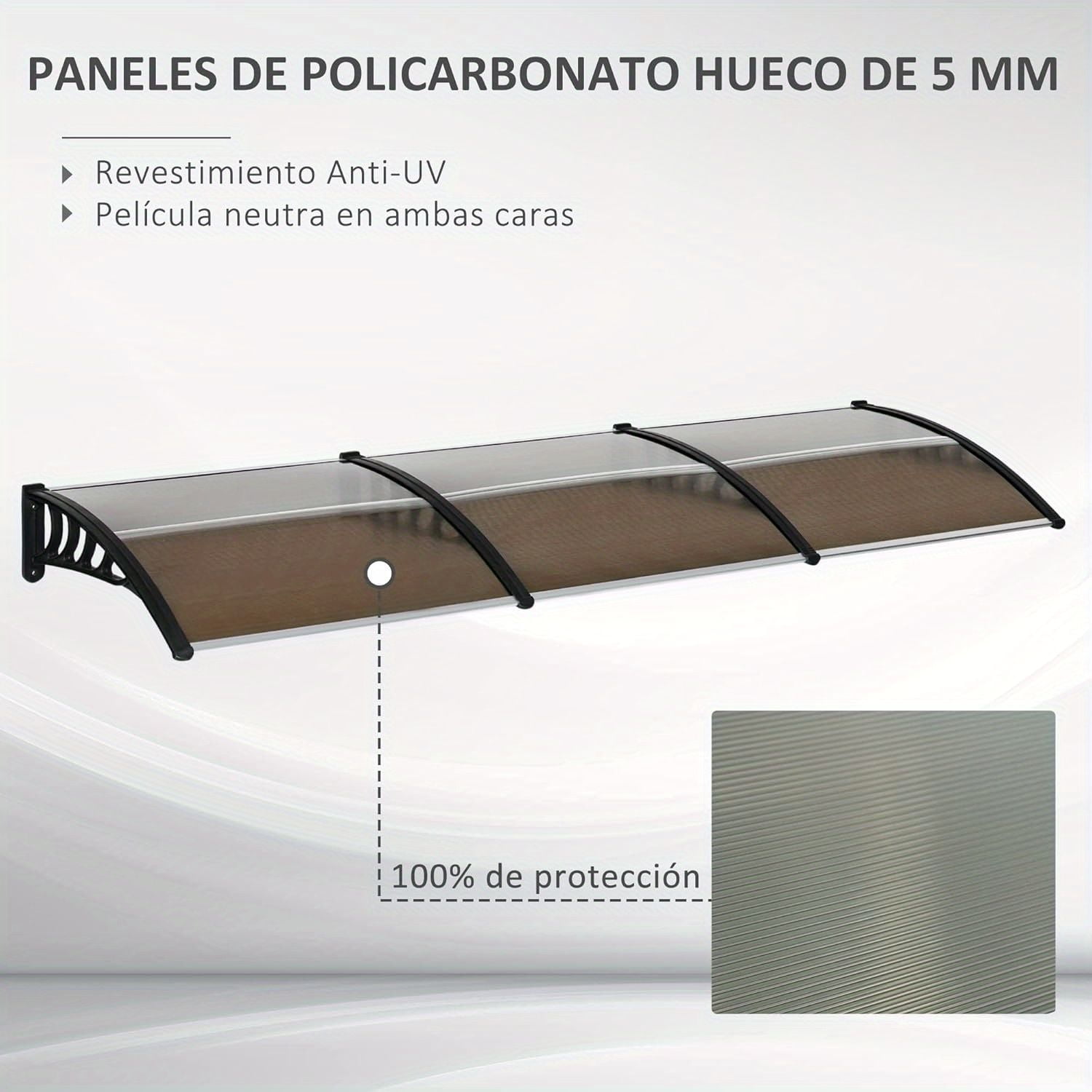 38" x 117" Polycarbonate Window Door Awning Canopy, UPF 50+ Sun ...