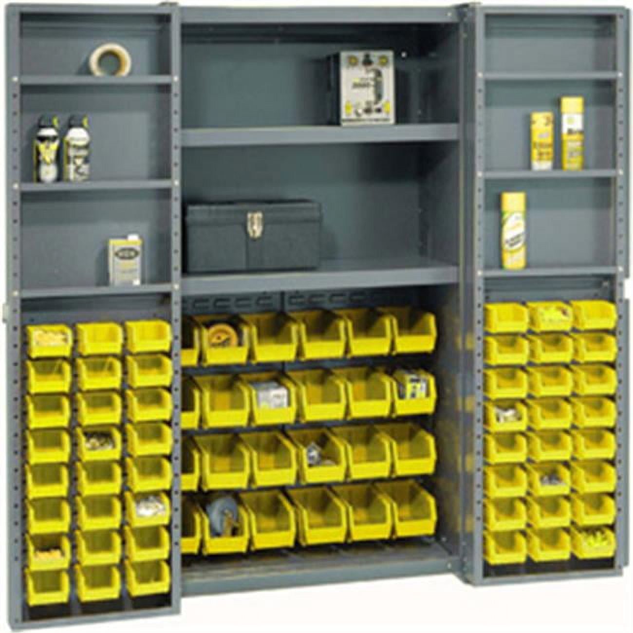 38 x 24 x 72 in. Deep Door Bin Cabinet with 72 Yellow Bins & Shelves ...