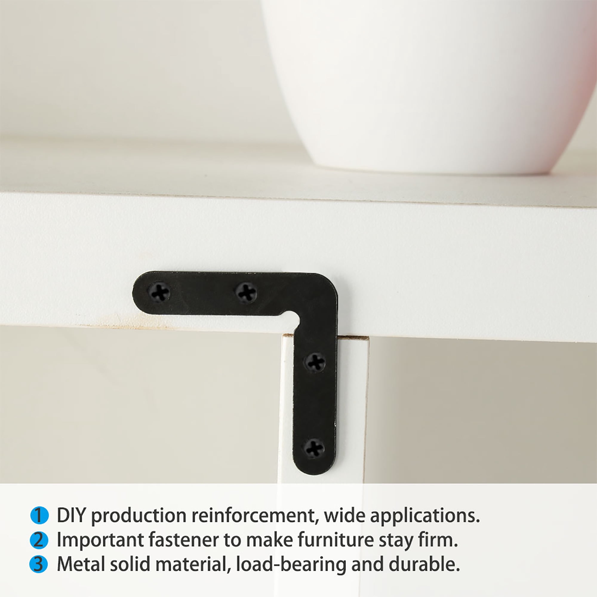 38 x 38mm Flat Plate Angle Bracket Metal Corner Joint Brace Desk Table ...