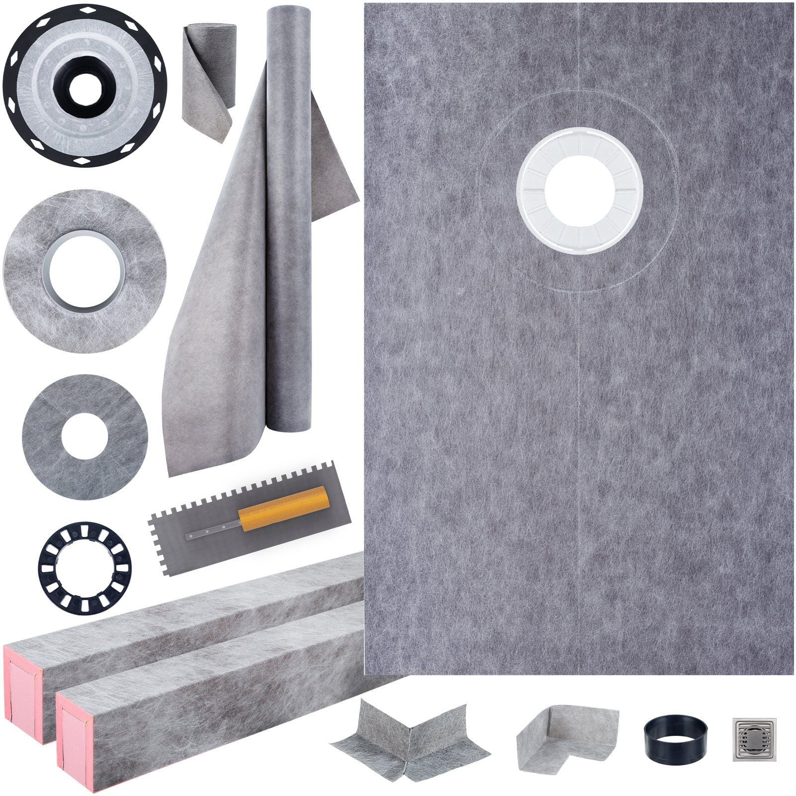38" x 60" Watertight Shower Curb Kit with PVC Flange & Stainless Steel ...