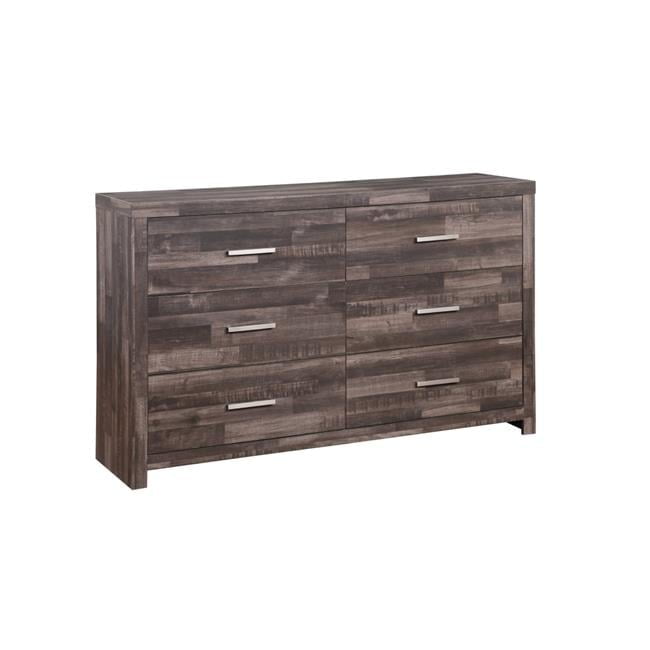 38 x 60 x 16 in. Dark Oak Solid Wood Six Drawers Double Dresser ...