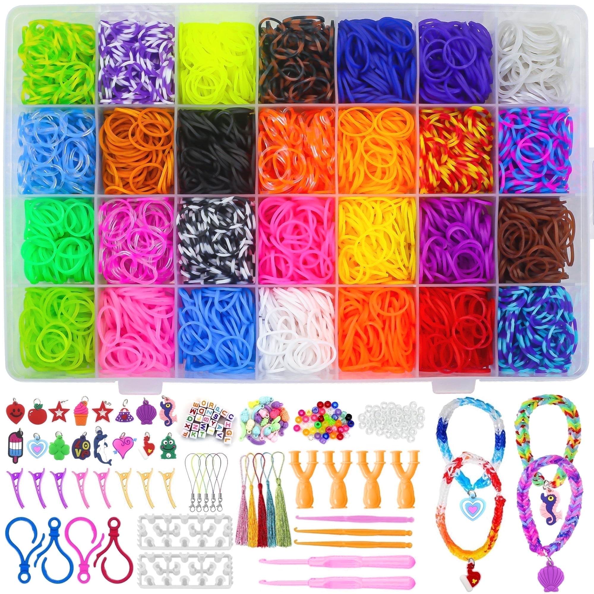 3800+ Rubber Band Bracelet Making Kit, 34 Colors Friendship Loom ...