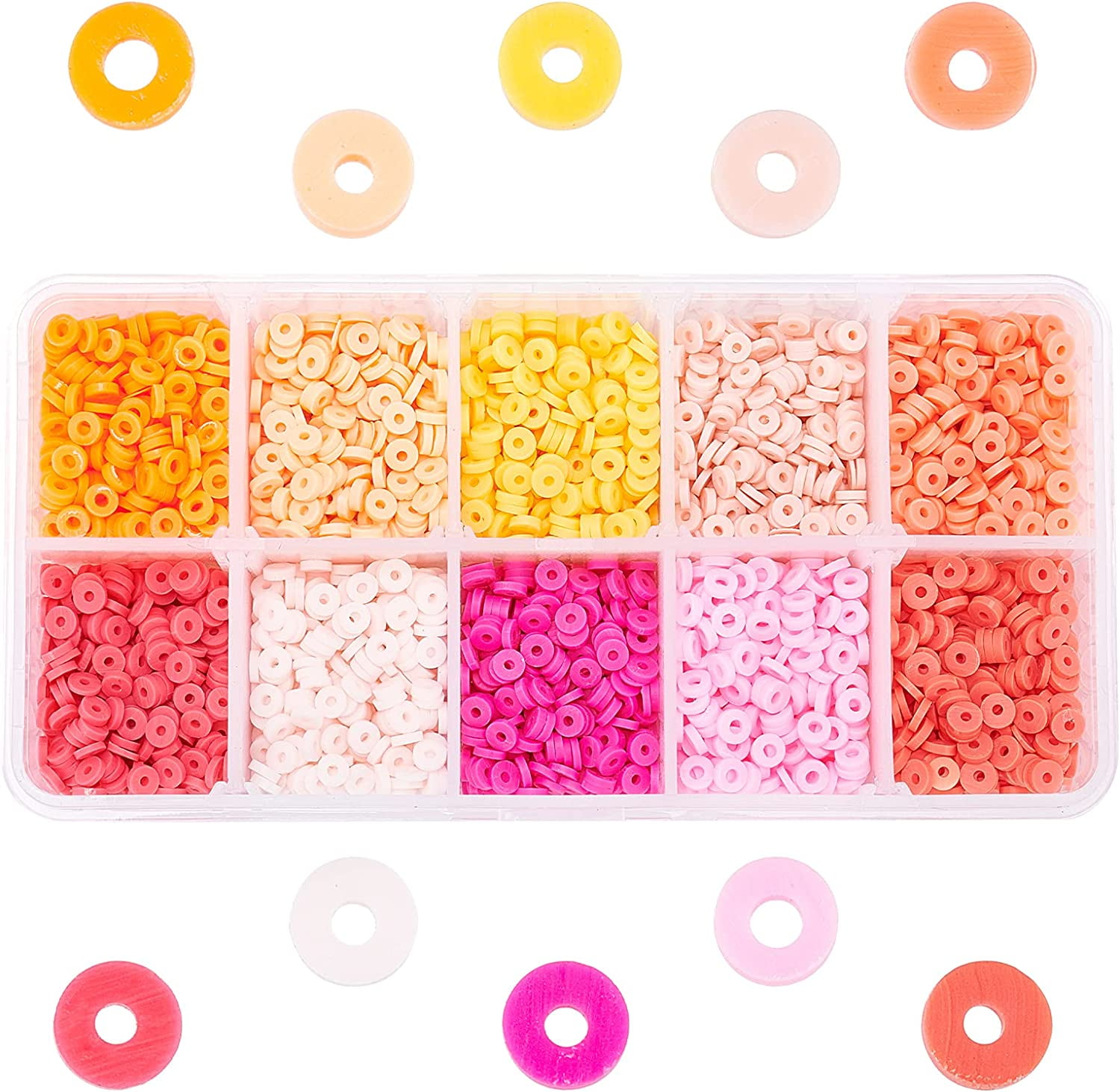 3800pcs 4mm Clay Disc Beads Small Friendship Bracelet Beads Orange Flat ...