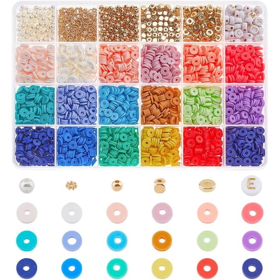 3800pcs Polymer Clay Beads Spacer Heishi Beads Flat Round Clay Beads ...